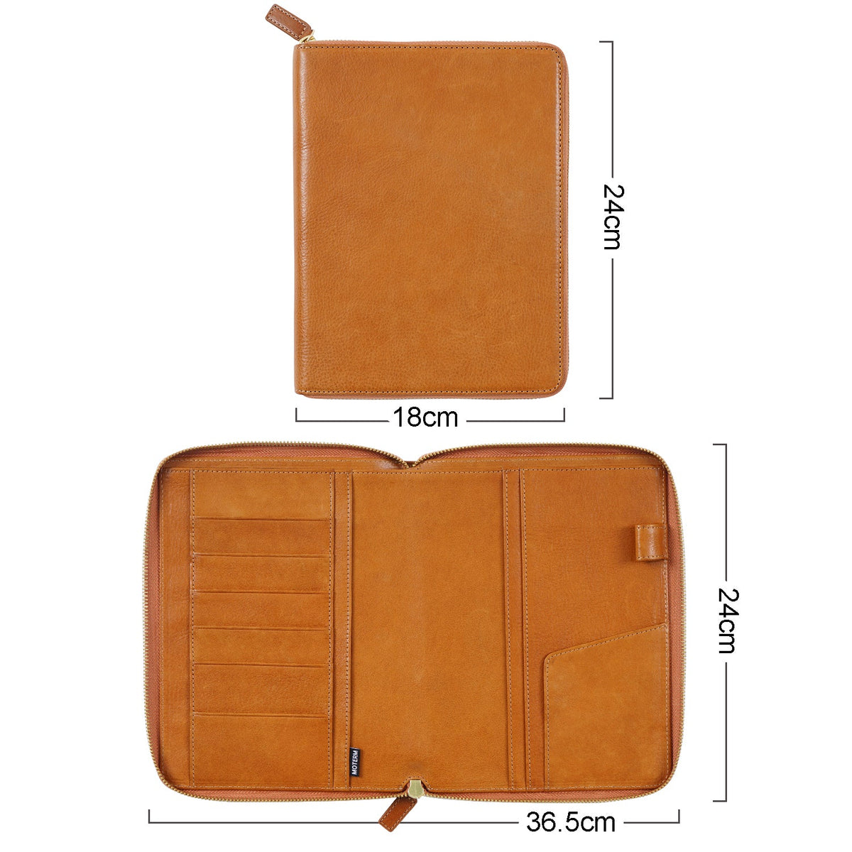 Moterm Zip Planner Cover - A5 (Vegetable Tanned Leather)